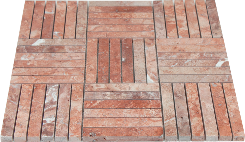 Mosaic KitKat Block Red Travertine - Marmor Wand- und Bodenfliesen